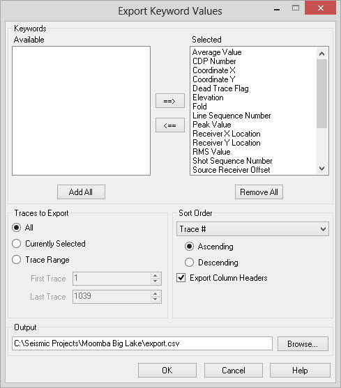 Export Keyword Values
